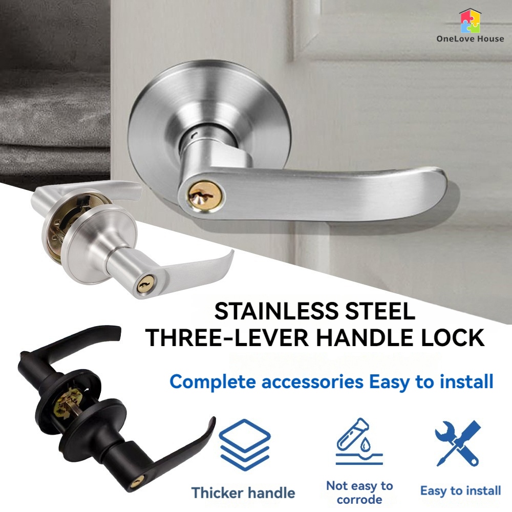 Lever Type Lockset Mute Door Knob Lock Set Lock 3 Keys Essential ...