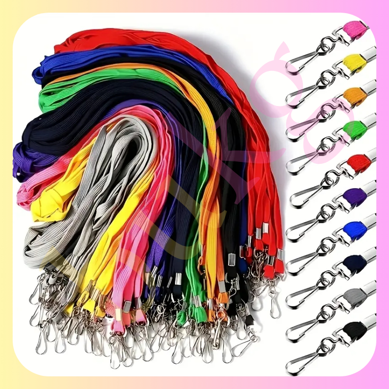 100Pcs ID Lace Lanyard With Metal Hook Work Card ID Lace With Rope ID ...