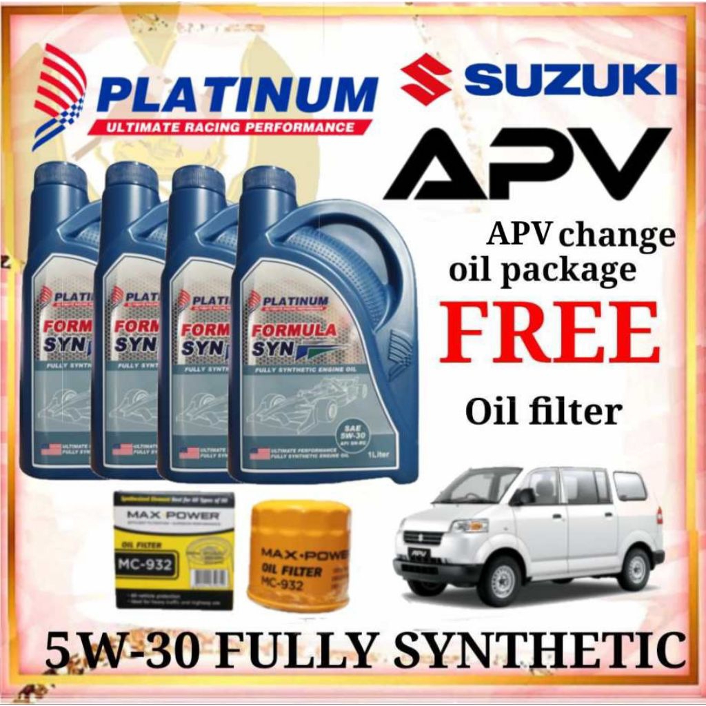 Suzuki APV Change Engine Oil Set, Platinum 5W-30 Fully Synthetic Engine ...