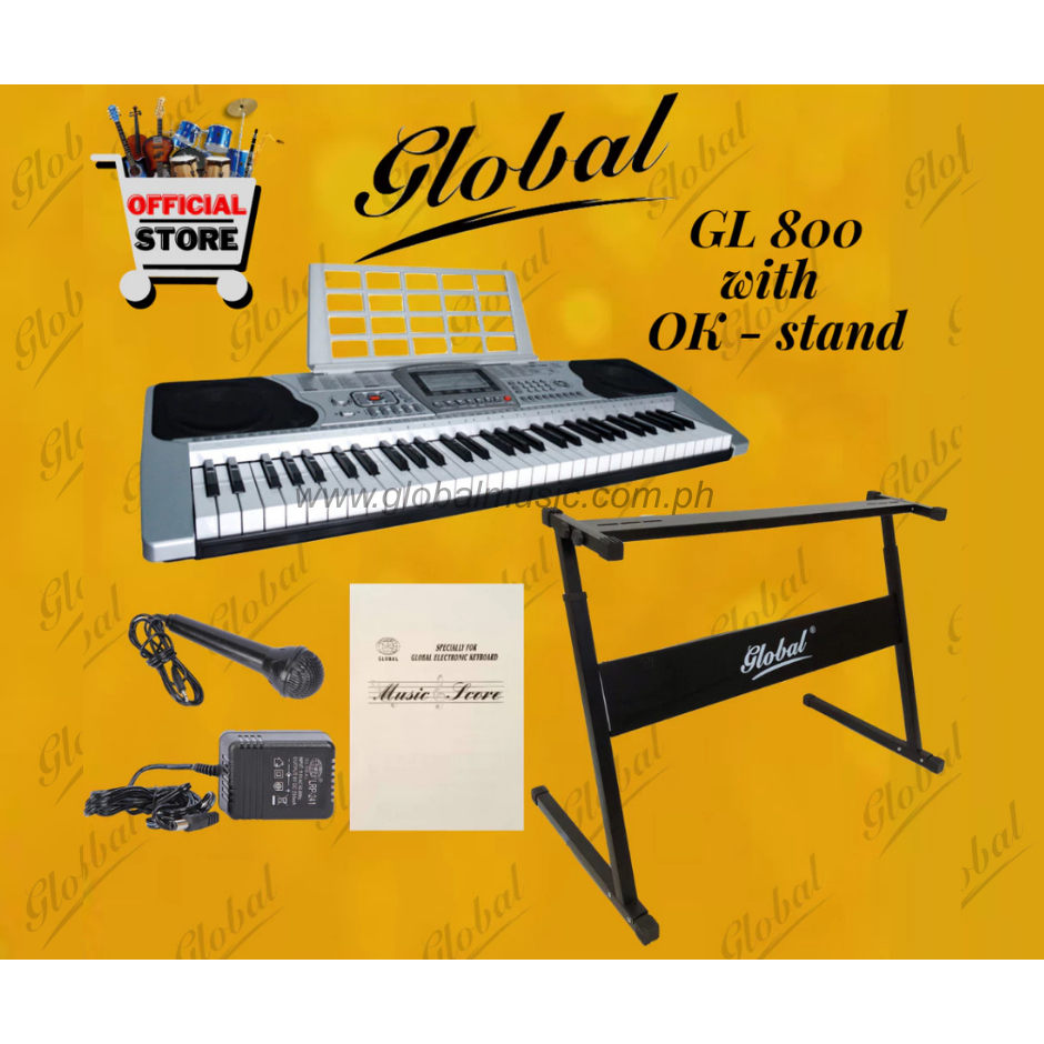 GLOBAL KEYBOARD GL 800 61 STANDARD SIZED KEYS USB MP3 PLAYER MIDI out W ...