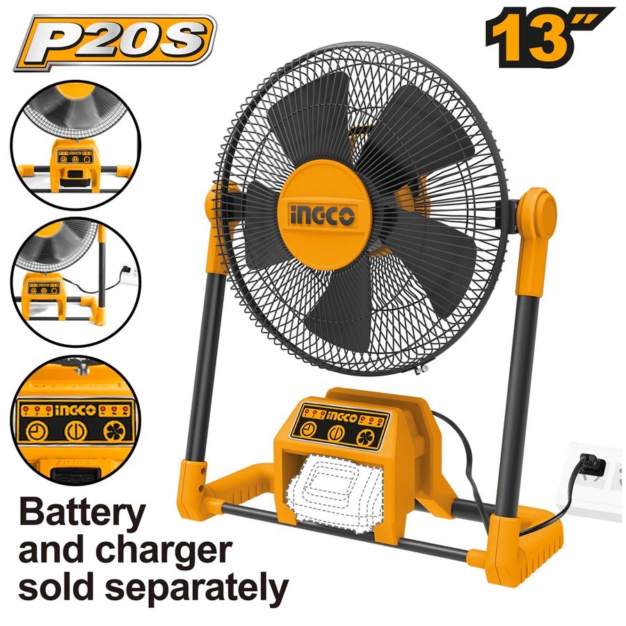 INGCO Lithium-Ion Cordless Electric Fan 20V | CFALI2001 | Shopee ...
