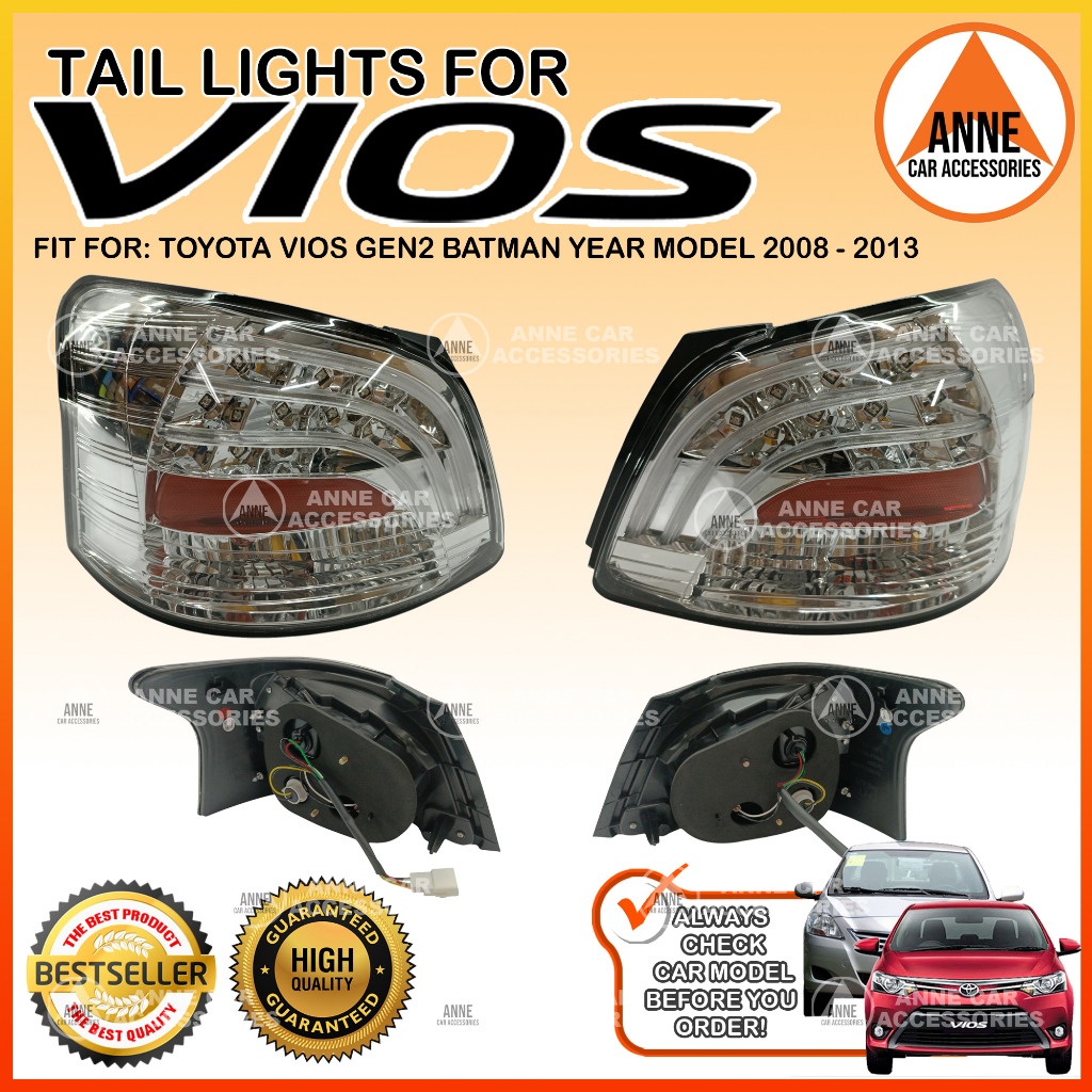 Toyota Vios Gen 2 2007 2008 2009 2010 2011 2012 2013 Batman / Tail Light / Tail Lamp / LED Type ...