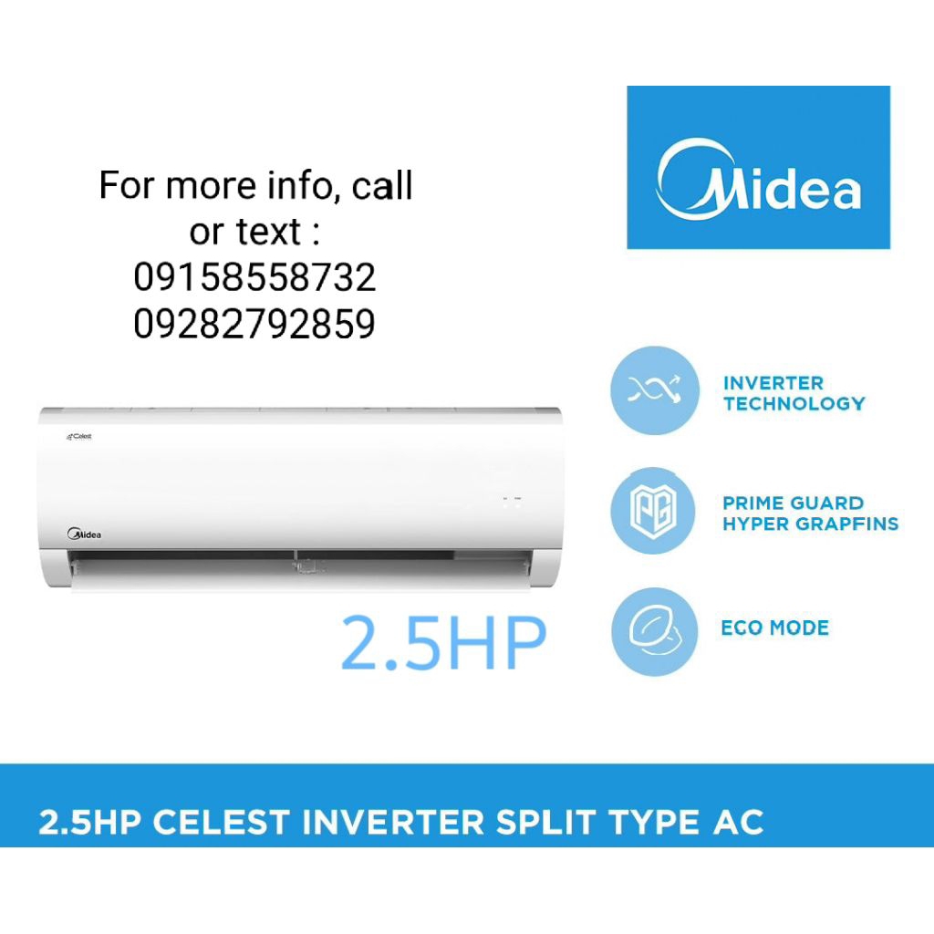MIDEA Celest 2.5HP Split Type Inverter Airconditioner | Shopee Philippines