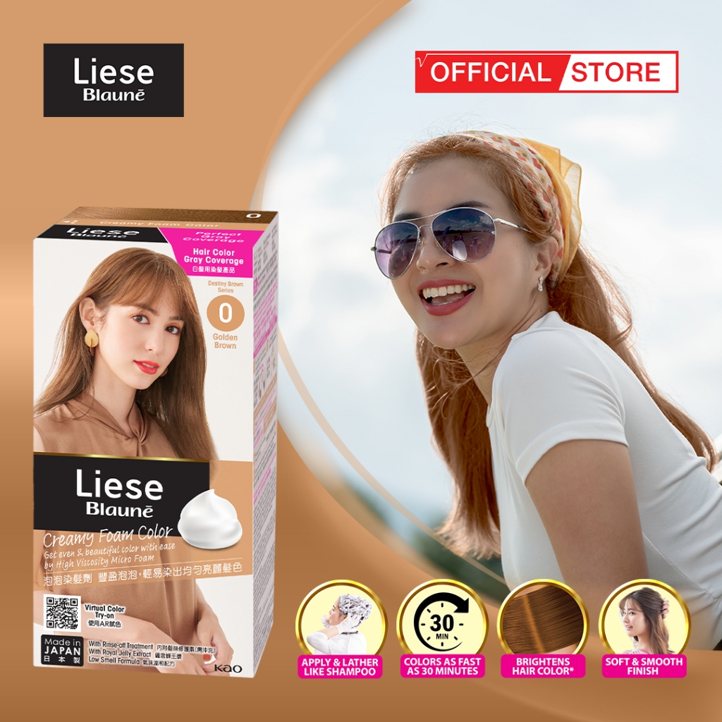 Liese Blauné Creamy Foam Color (Golden Brown) – DIY Gray Hair Dye, Mess ...