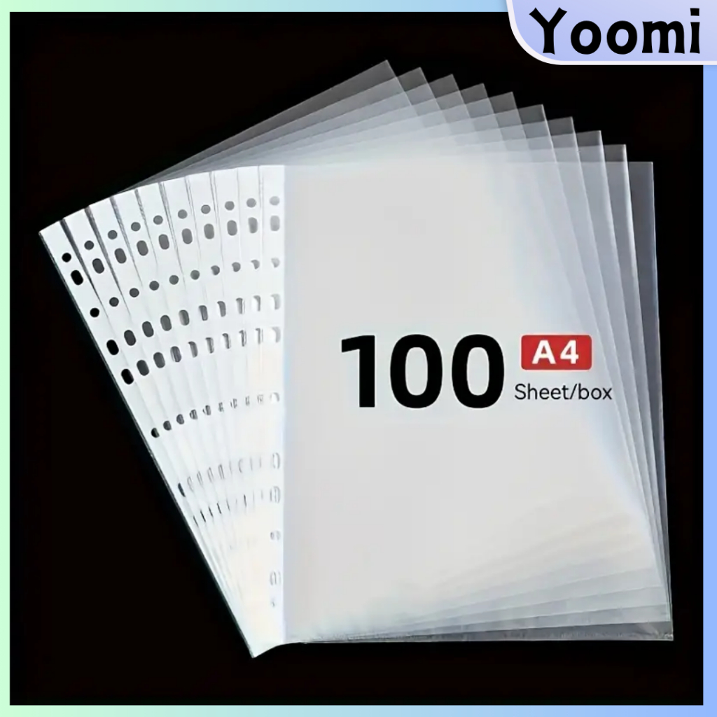 100Pcs A4 Clear Sheet Protectors 11-Hole Plastic Document Bags 100 ...