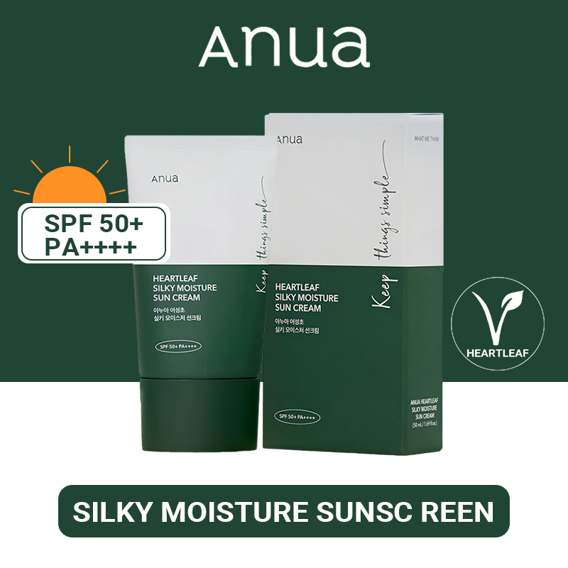Anua Heartleaf Silky Moisture Sunscreen SPF 50 Moisturizer Face ...