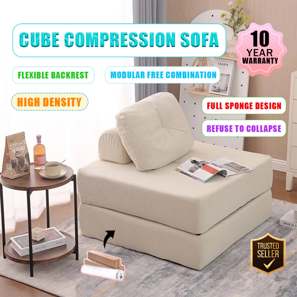 [COD] tofu block sofa, corduroy fabric, lazy sofa, compression sofa ...