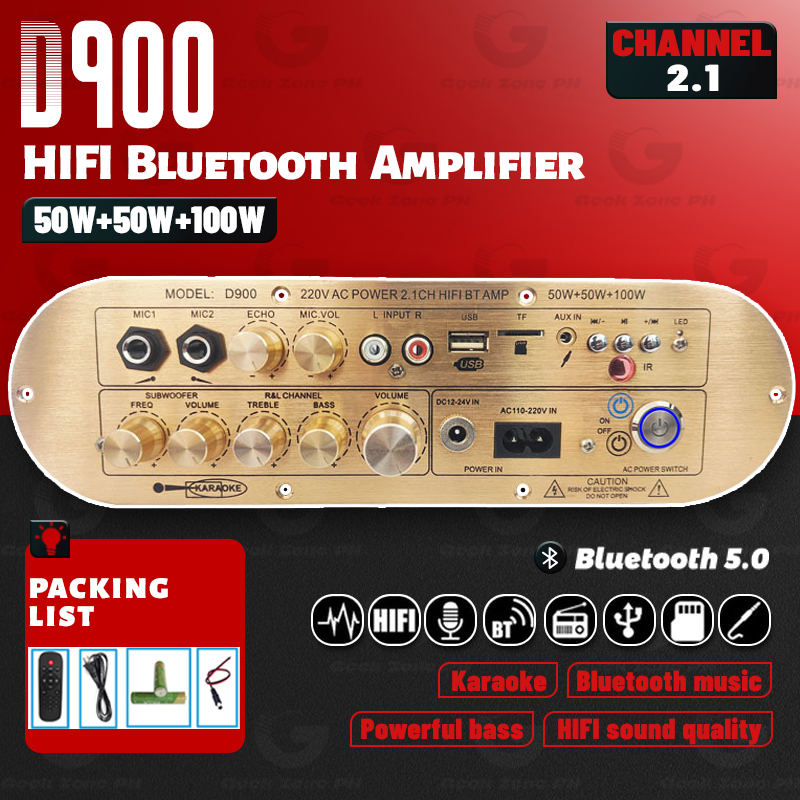 D900 AC 220V12V 24V 5.0 Bluetooth Stereo Amplifier Board 2.1 Channel ...