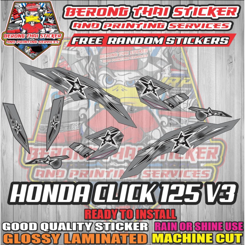 Honda Click 125 V3 Star Decals Glossy ( High Quality Print) | Shopee ...