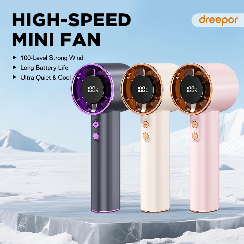 Dreepor 1800mAh Turbo Mini Fan Rechargeable Desktop Fan Handheld Fan ...