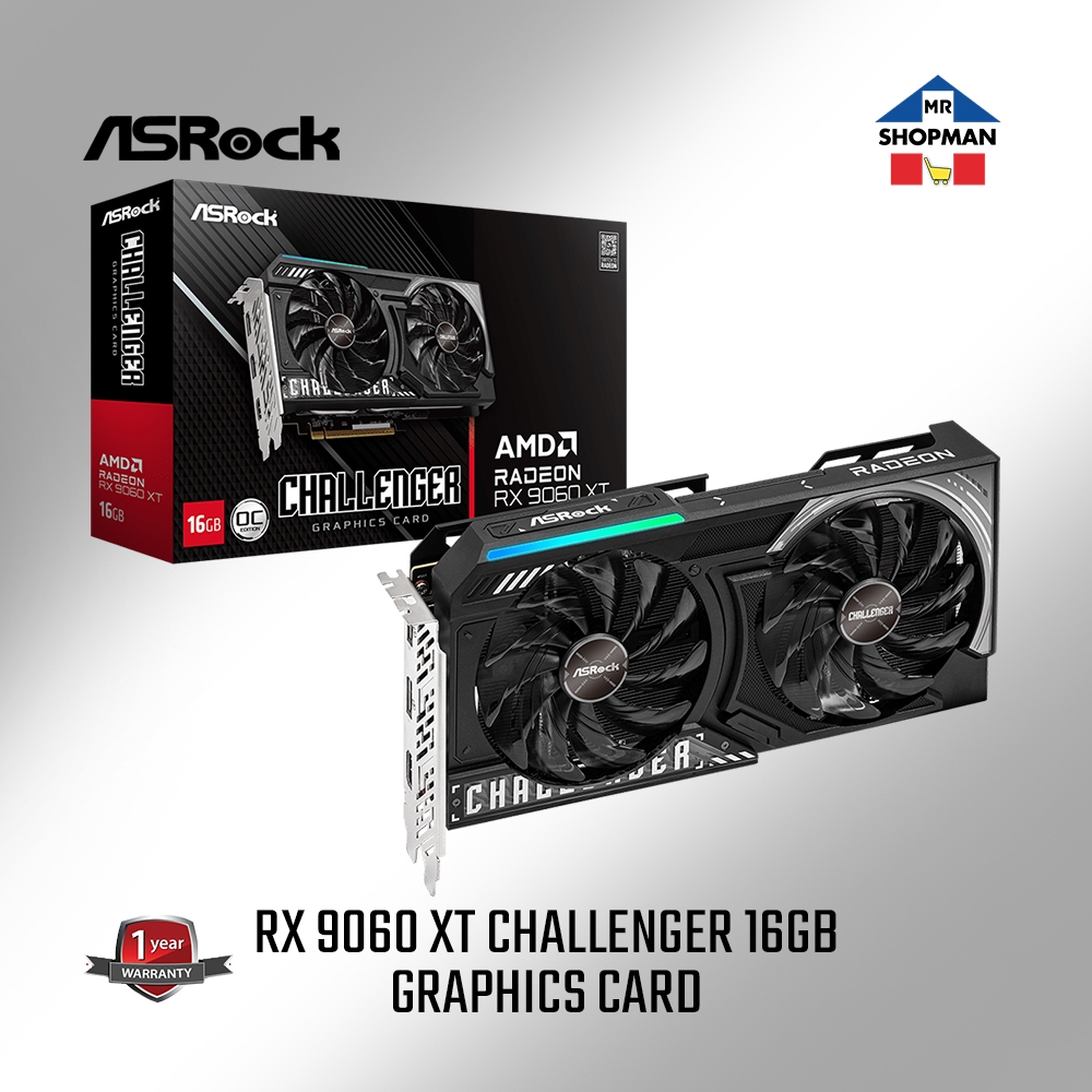 Asrock Radeon RX 9060XT Challenger 16Gb OC Graphics GPU Video Card VGA ...