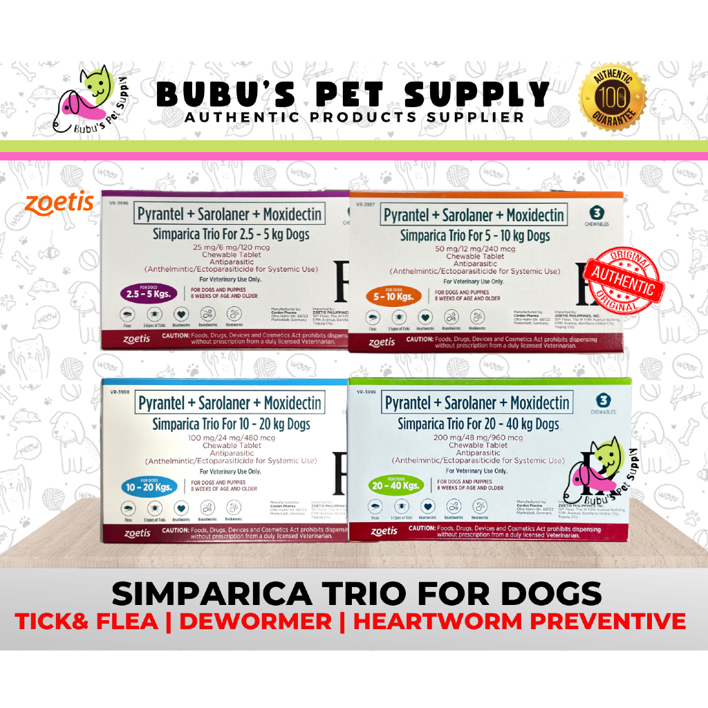 SIMPARICA TRIO FREE STICKER CHEWABLE TABLET FOR DOGS AGAINST TICKS ...
