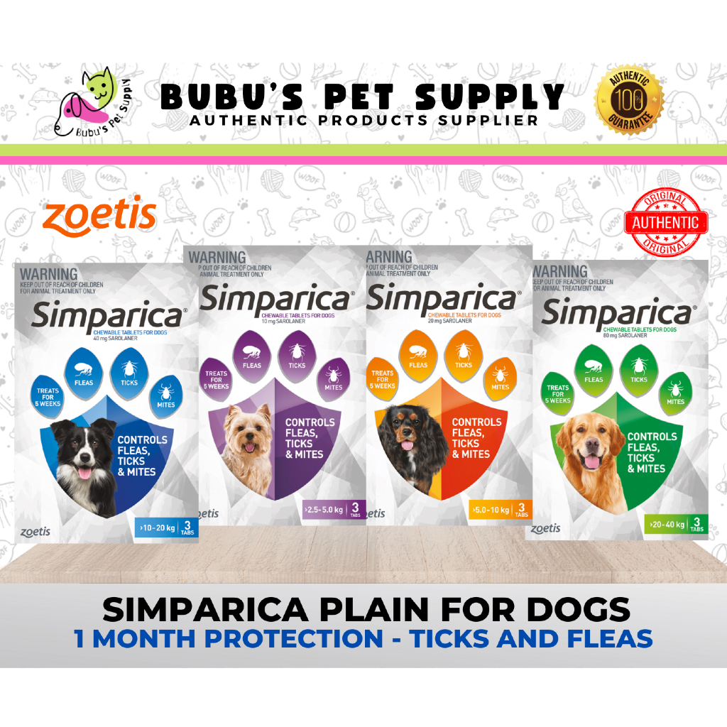 SIMPARICA PLAIN CHEWABLE TAB FOR DOGS - Anti Tick, Anti Flea, Anti ...