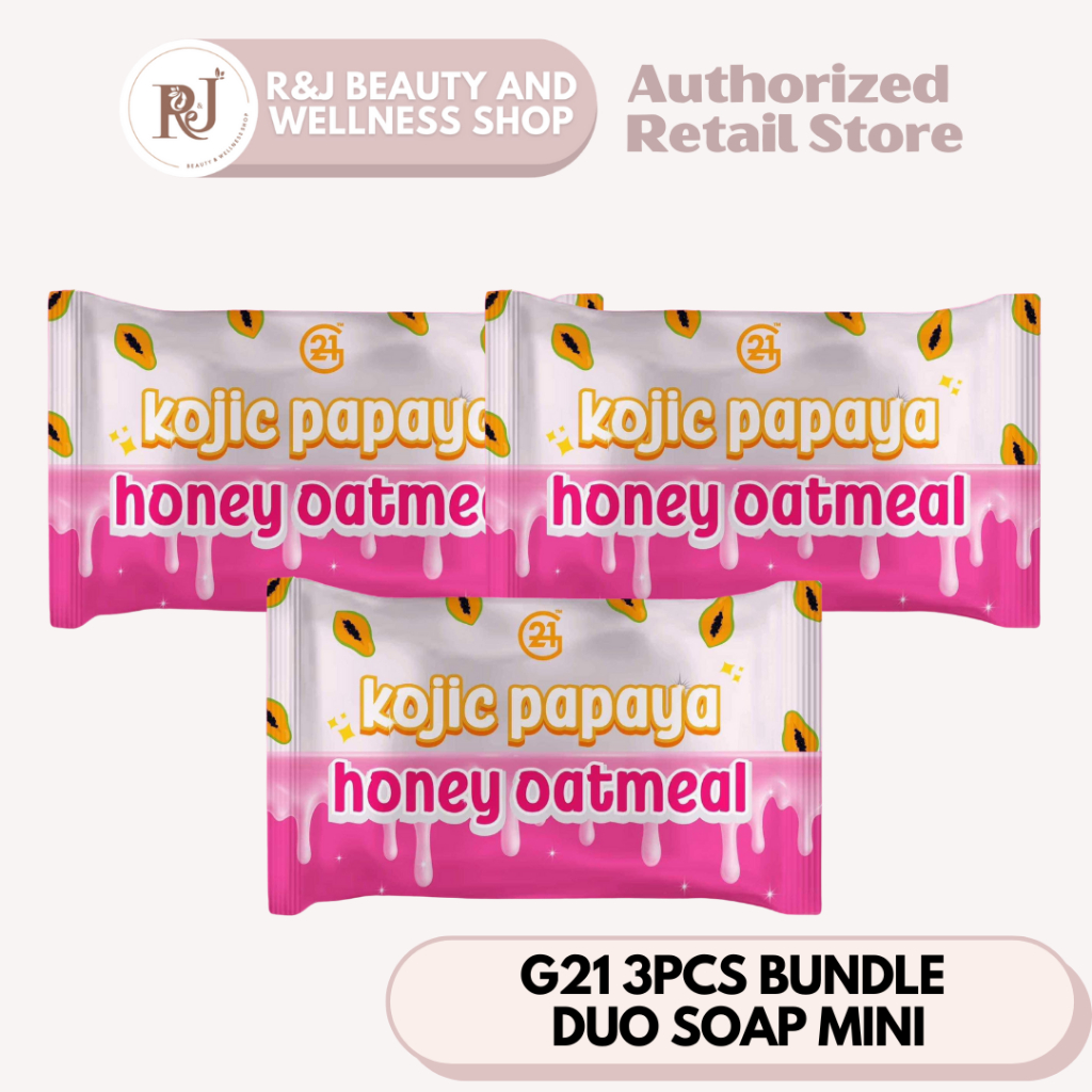 G21 Bundle of 3PCS Kojic Papaya Honey Oatmeal Soap MINI 60g Whitening ...