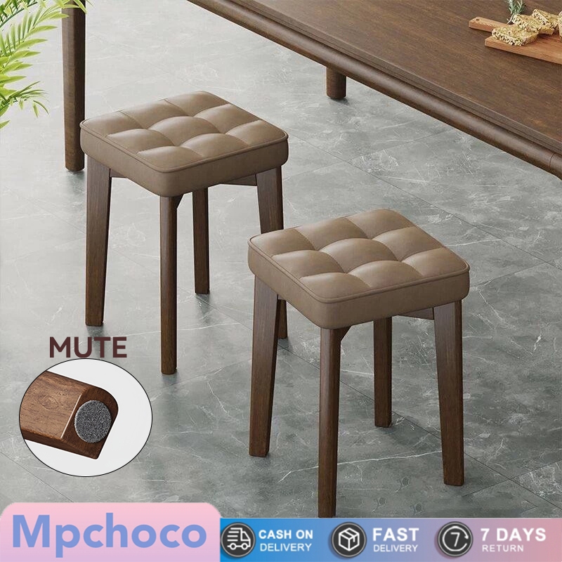 Modern minimalist solid wood soft stool Stackable dining table stool ...