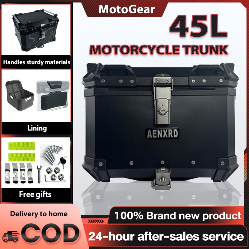 AENXRD Top Box Motorcycle 36/45 Liters Hard Plastic Alloy Top Box With ...