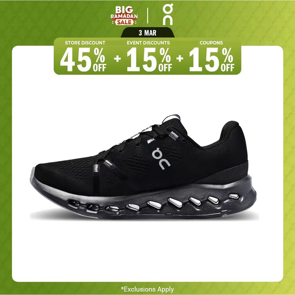 On Running Cloud surfer Black Outdoor sports unisex running shoes ...