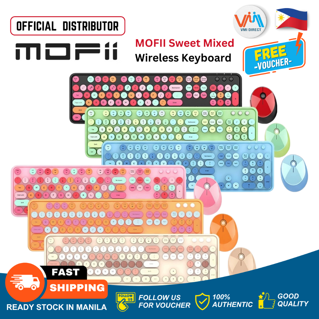 MOFII Sweet Mixed 2.4G Wireless Keyboard and Mouse Combo with Round ...
