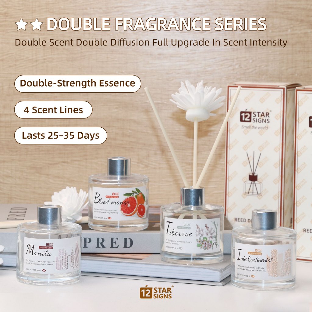 12StarSigns 50ml Oil-Based Aromatherapy Reed Diffuser Home Fragrance ...