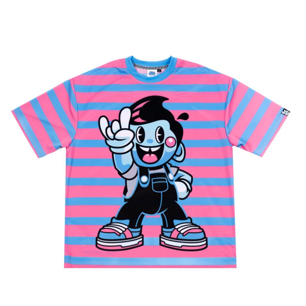 Nick Automatic "Let's Rock Stripes" Pink/Blue Striped Jersey Tee ...