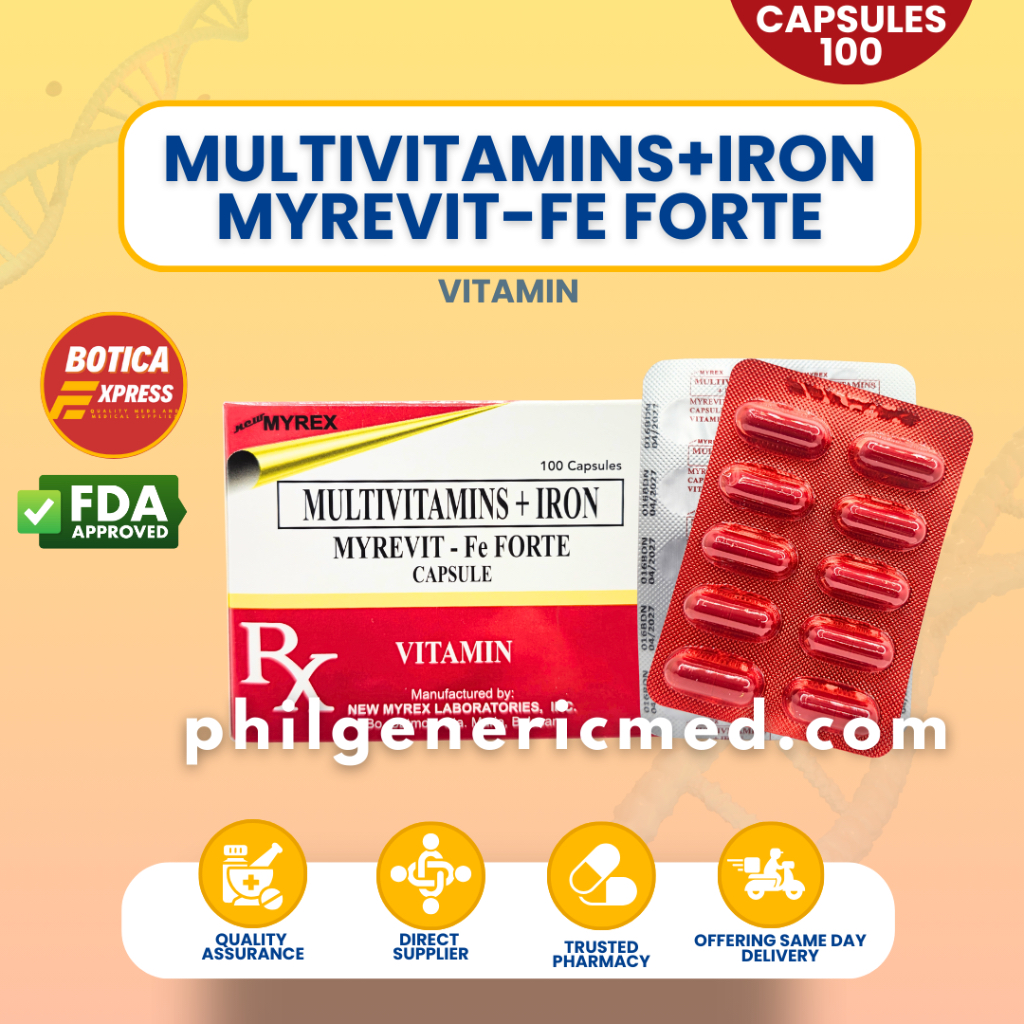 Multivitamins+iron MYREVIT- Fe FORTE (100 Capsules) | Shopee Philippines