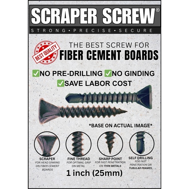 SCRAPER SCREW /HARDIEFLEX SCREW / FICEM SCREW (DIYers Pack) | Shopee ...
