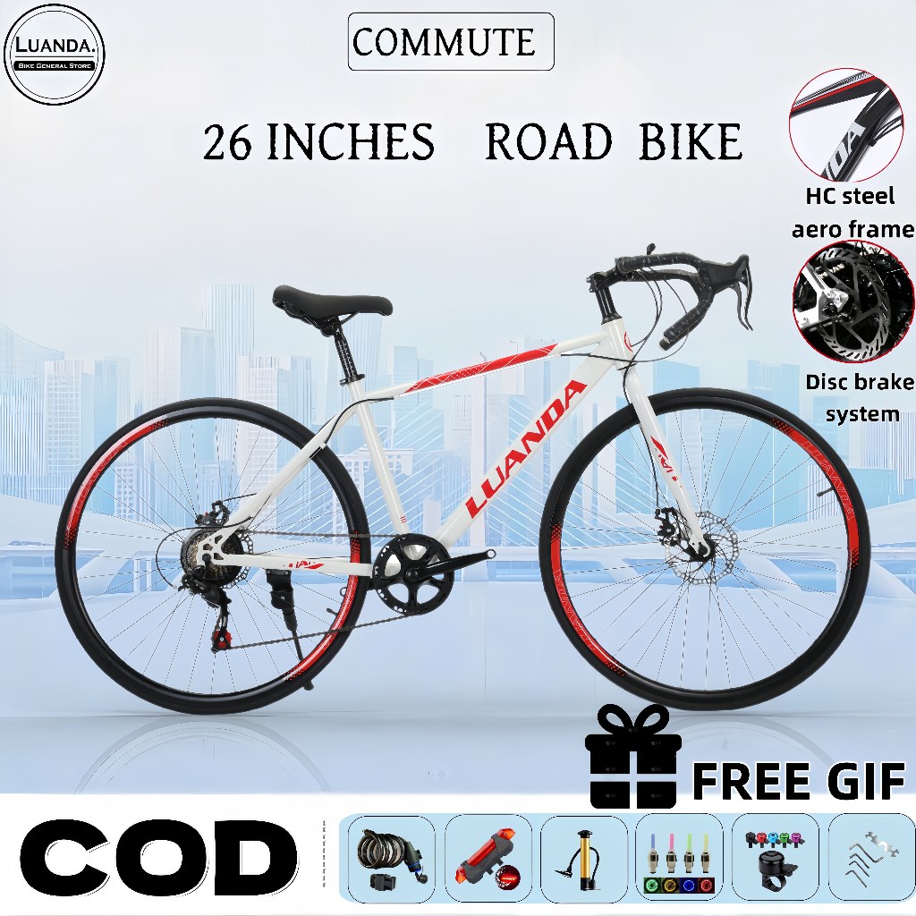 LUANDA Road Bike 26 inch adult bike 700CC 7-speed/21-speed fixed weight ...