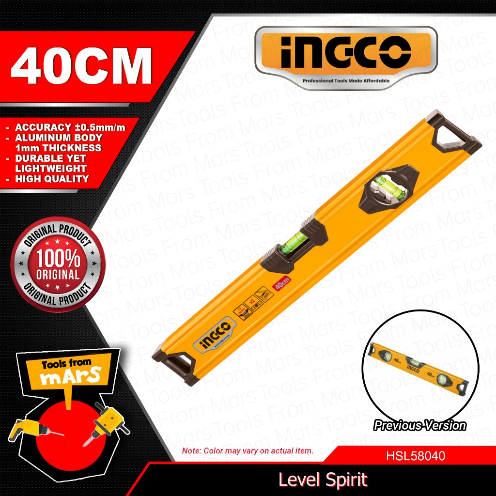 INGCO 40CM Spirit Level Leveling Tool Aluminum Leveler Bubble Measuring ...