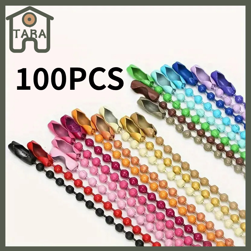 100Pcs Ball Bead Chain Colorful Metal Round Key Chain Hand Tag ...