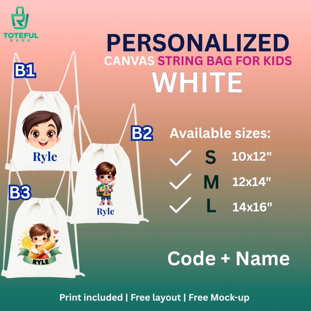 PERSONALIZED CANVAS DRAWSTRING BAG FOR KIDS | Shopee Philippines