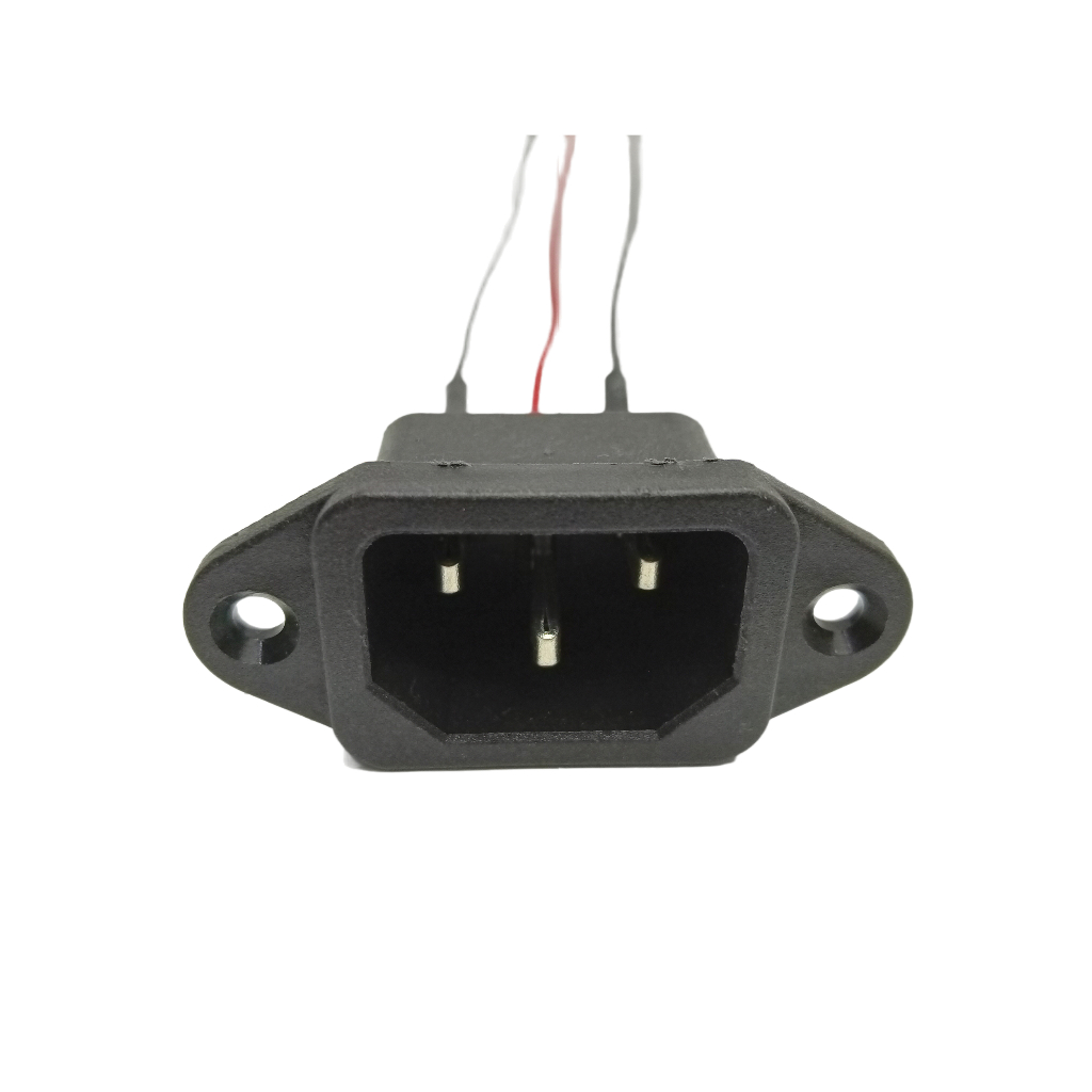 AC POWER SOCKET with WIRES, 3-PIN IEC320 C14, PANEL MOUNT MALE PLUG ...