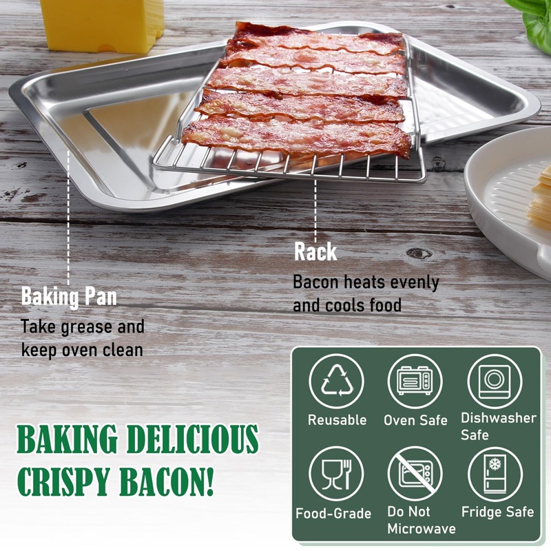 2in1 Stainless Steel Baking Tray Non-stick Basket Baking Dish Grill ...