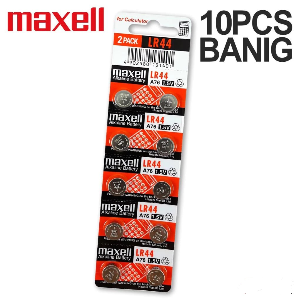 Maxell LR44 Alkaline Button Cell Battery 1.5V - Pack of 2 Pieces or 10 Pieces (1 Pad) | Shopee ...