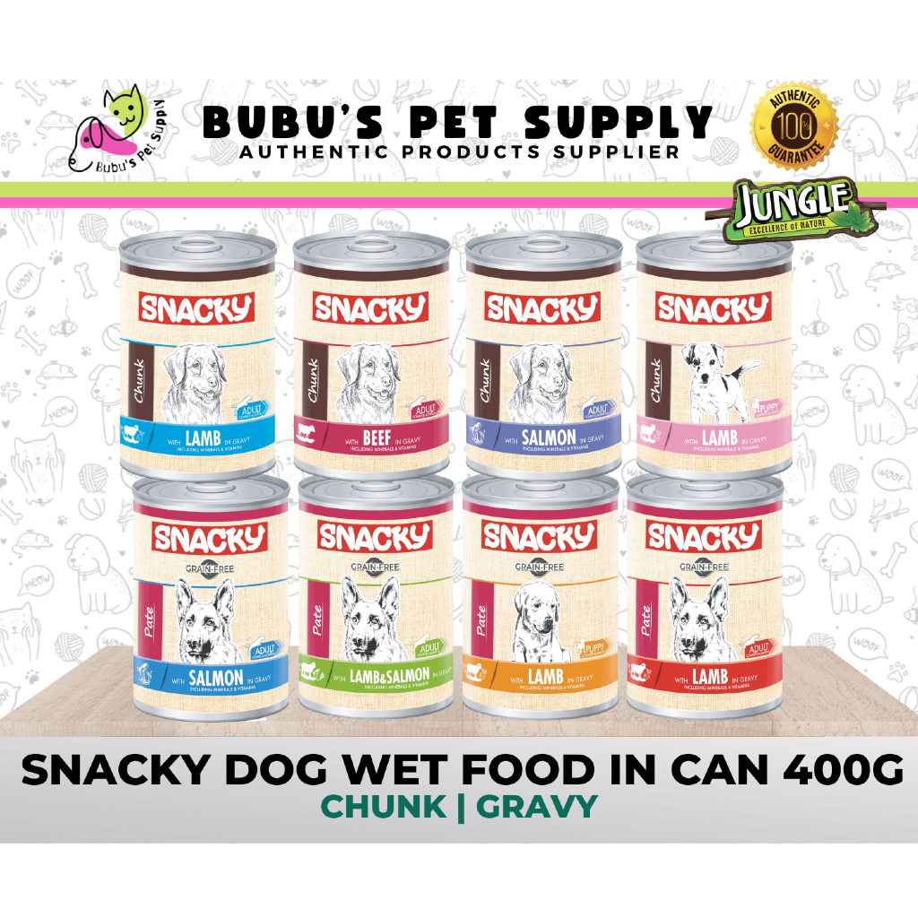 SNACKY DOG WET FOOD IN CAN 400G CHUNKS AND PATE | Shopee Philippines