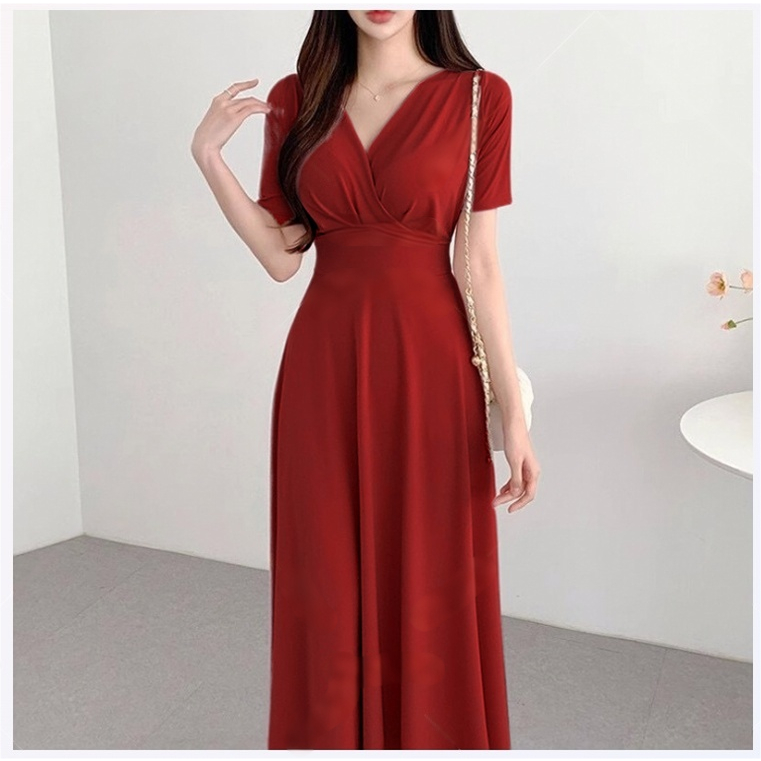 summer red dress for birthday formal long elegant dress for wedding ...