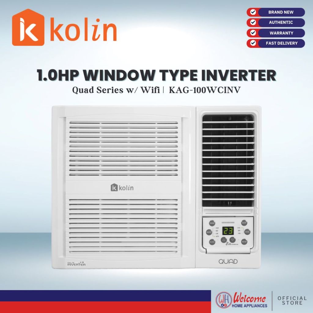 Kolin 1HP Window Type Inverter Quad Series Full DC Inverter with Smart ...