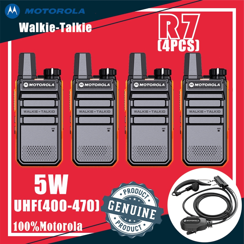 Motorola R7 Sets of 2 Two Way Radio Walkie Talkie Long Range 5W UHF 16CHS 9800mAh Type c ...