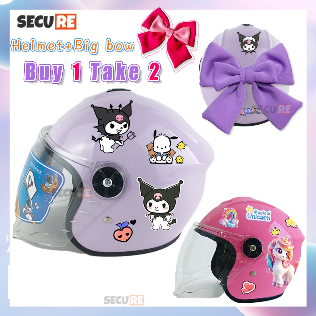 Purple Motorcycle Helmet For Kids Girls 4 to 12 Year Old Cute Summer ...