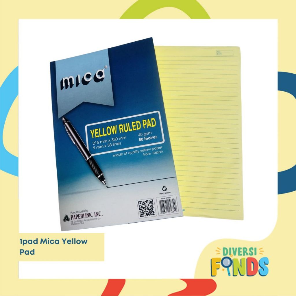 1Pad Mica Yellow pad - 40 gsm thick - 80 lvs | Shopee Philippines
