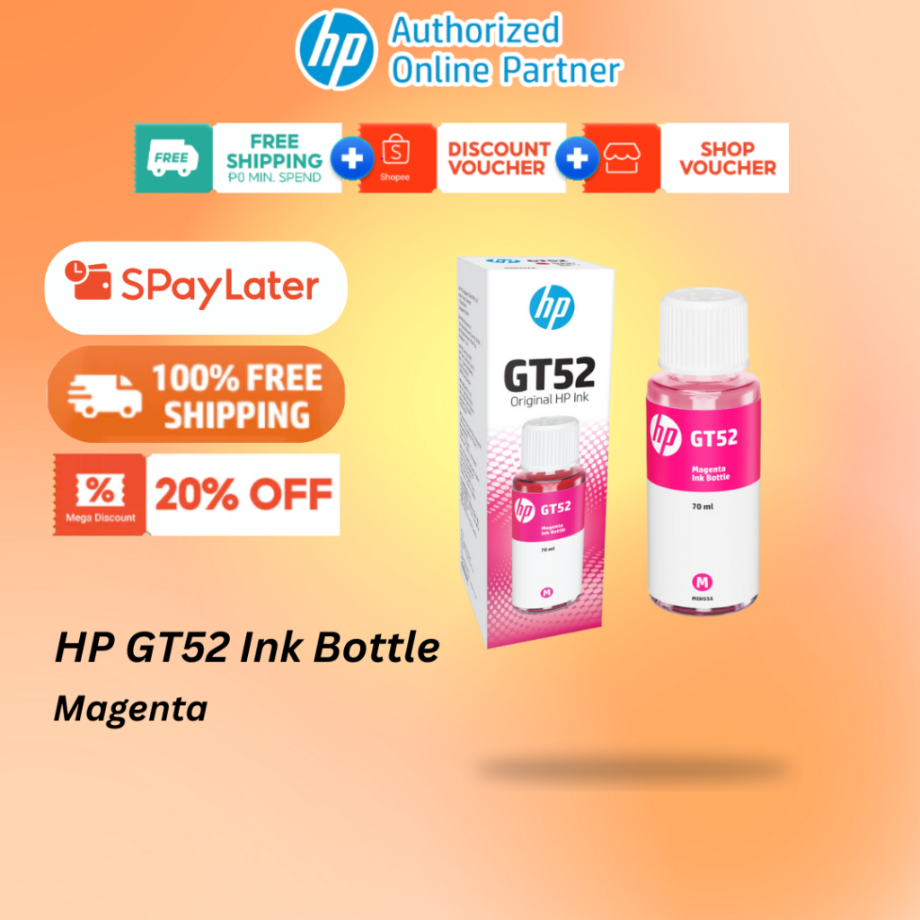 HP GT52 Original Ink Bottle (8,000 pages) Magenta (M0H55AA) | Shopee ...
