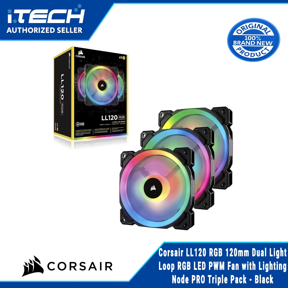 Corsair LL120 RGB 120mm Dual Light Loop RGB LED PWM Fan with Lighting ...