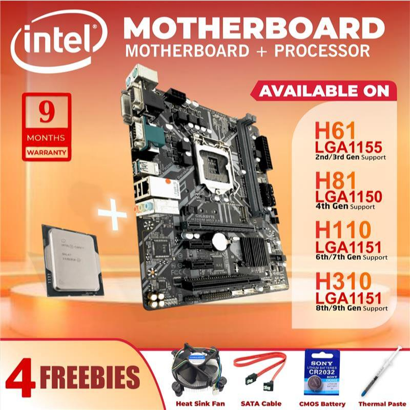 Intel Motherboard-Processor Bundle i5 & i3 Set - 9th 8th 7th 6th 4th 2nd 3rd Gen / H310 H110 H81 ...