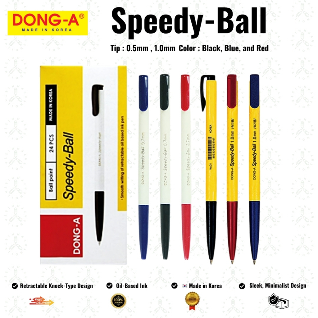 Dong-A Speedy-Ball 1.0mm Ballpoint Pens | Retractable Oil-Based ...
