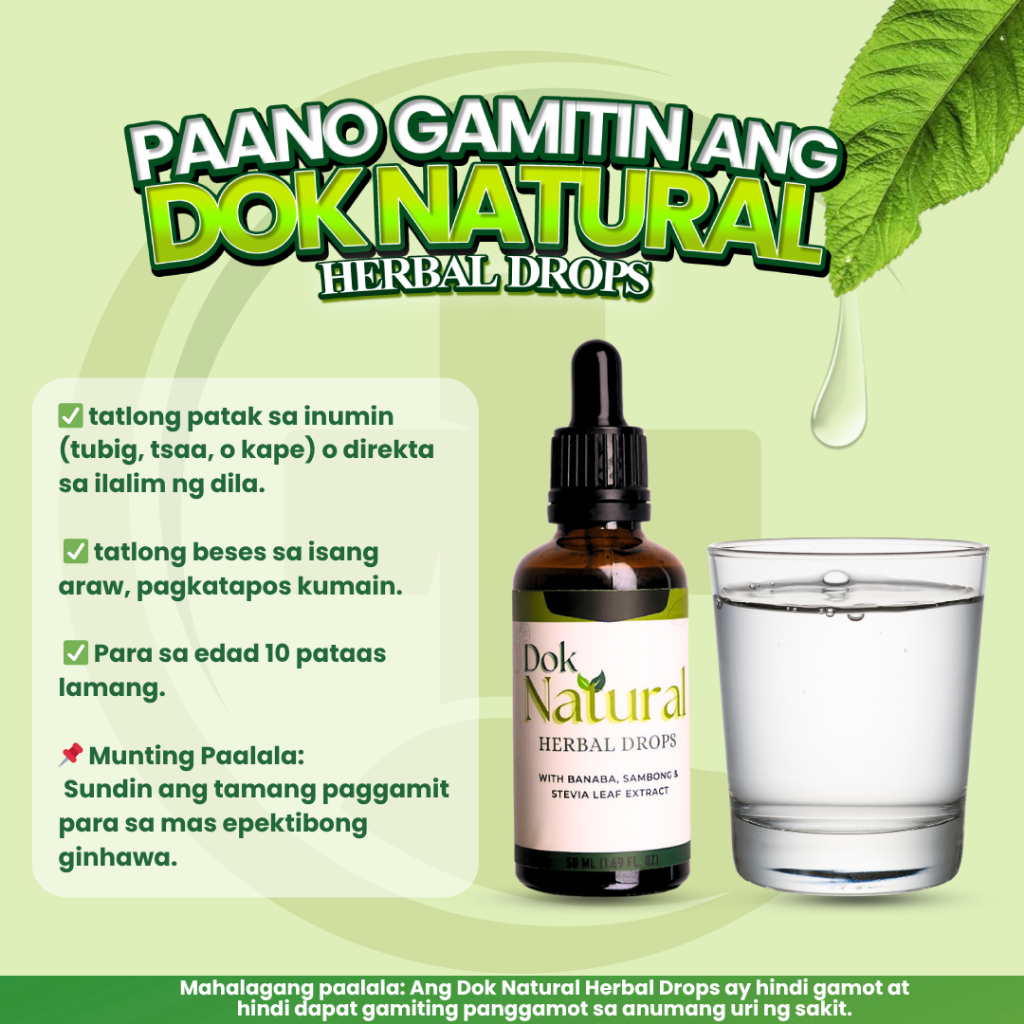 Dok Natural Herbal Drops 3 Bottles 50ml - With Banaba and Sambong ...