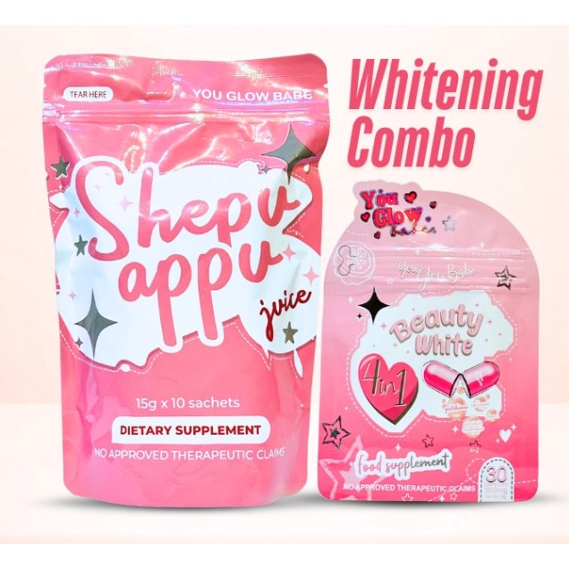 YOU GLOW BABE Shepu Appu + Beauty White Capsule Combo Whitening Glowing ...