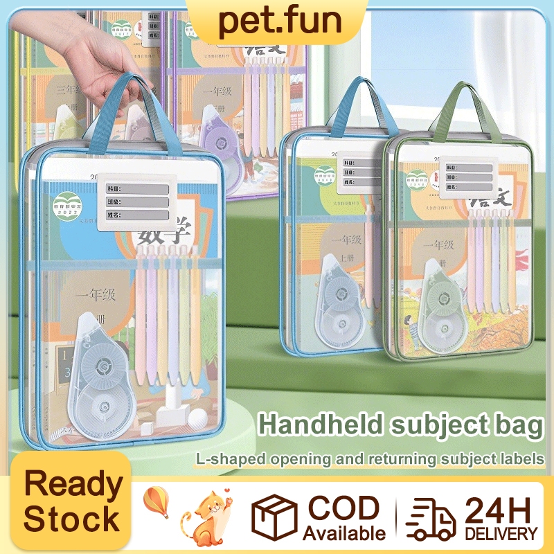 L-shaped Zipper File Bag Large Opening Mesh Books A4 Document Storage ...