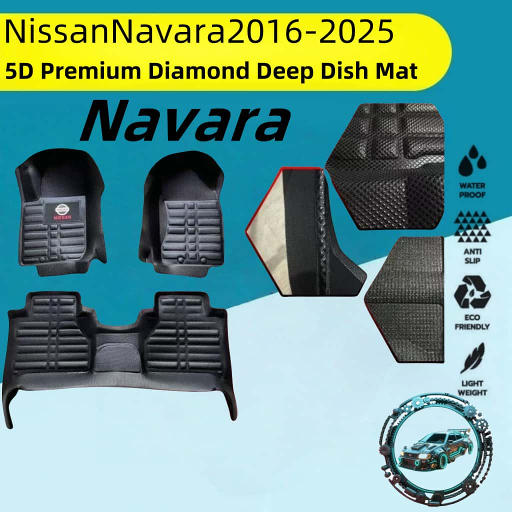 Nissan Navara 2016-2025Premium Diamond Deep Dish Car Matting, interior ...