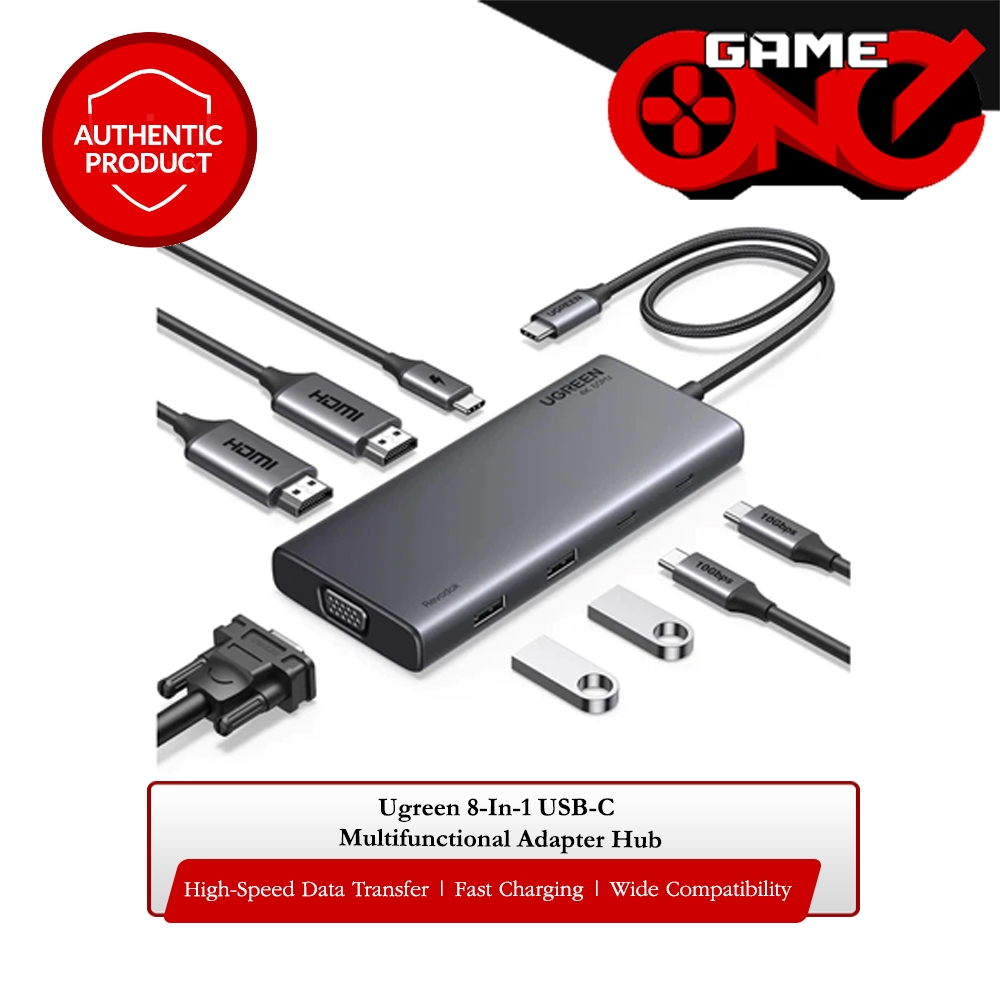 Ugreen 8-In-1 USB-C Multifunctional Adapter Hub (CM639/35588) | Shopee ...