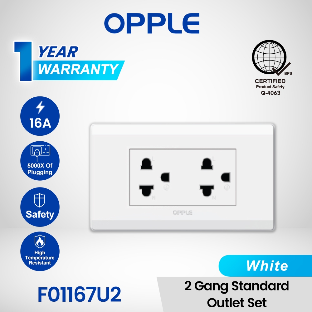 OPPLE 2 Gang American Standard Outlet White and Dark Grey F01167U2 ...