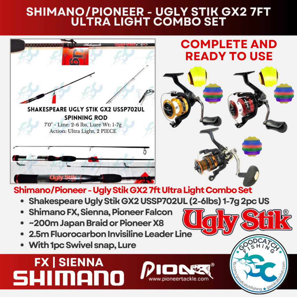 SHIMANO FX SIENNA PIONEER FALCON ULUA ELITE + UGLY STIK GX2 7ft 2pc ...